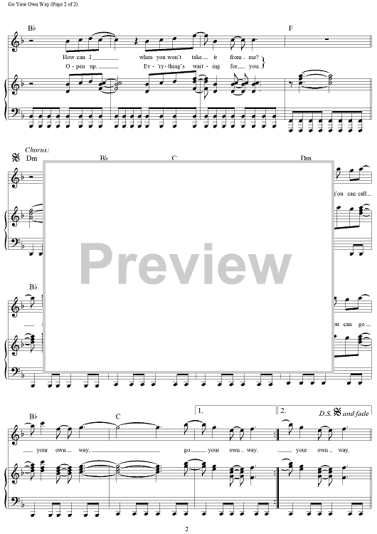 Go Your Own Way" Sheet Music by Fleetwood Mac for Piano/Vocal/Chords - Sheet Music Now