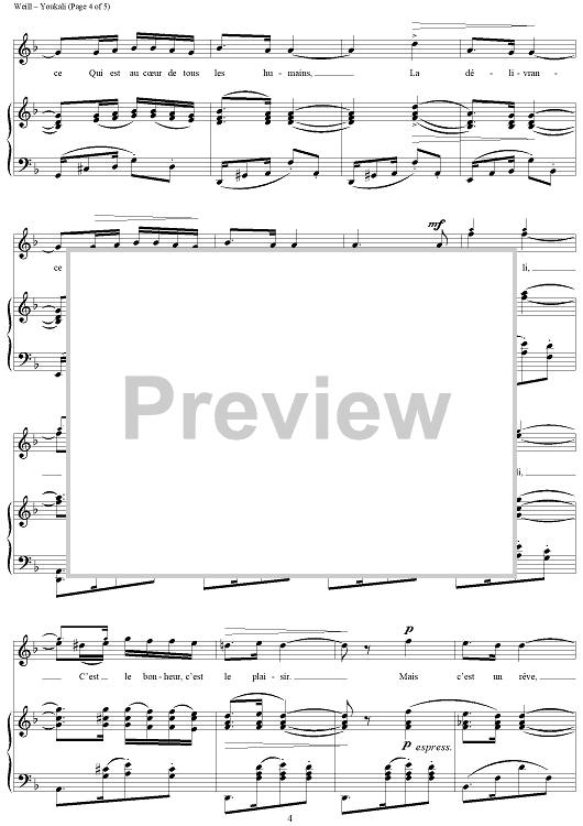 Youkali" Sheet Music for Piano/Vocal - Sheet Music Now