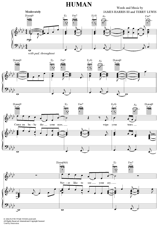 Human" Sheet Music by The Human League for Piano/Vocal/Chords - Sheet ...