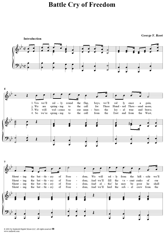Battle Cry of Freedom" Sheet Music for Piano/Vocal - Sheet Music Now