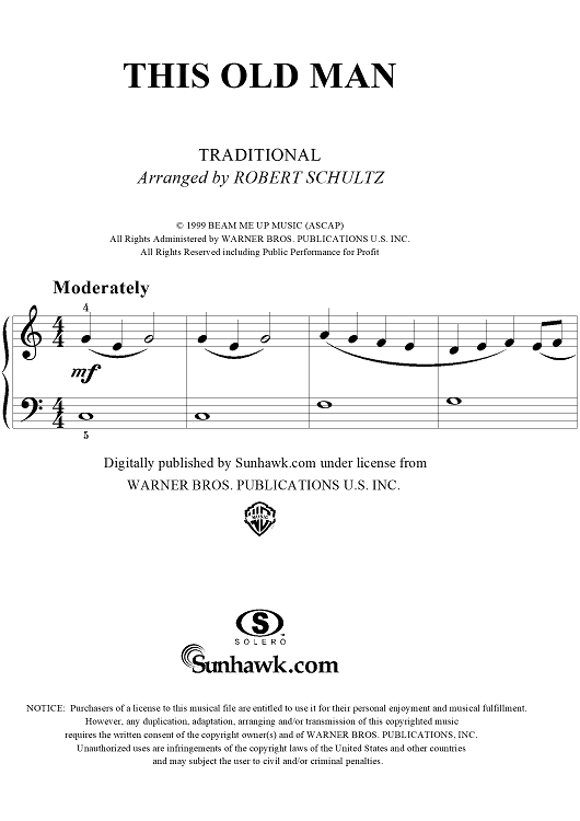 This Old Man" Sheet Music for Five Finger Piano - Sheet Music Now