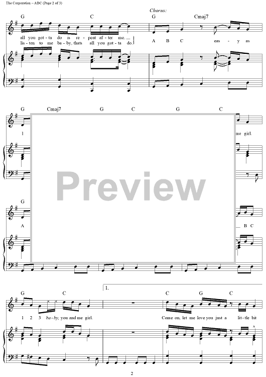 ABC" Sheet Music by The Jackson 5 for Piano/Vocal/Chords - Sheet Music Now