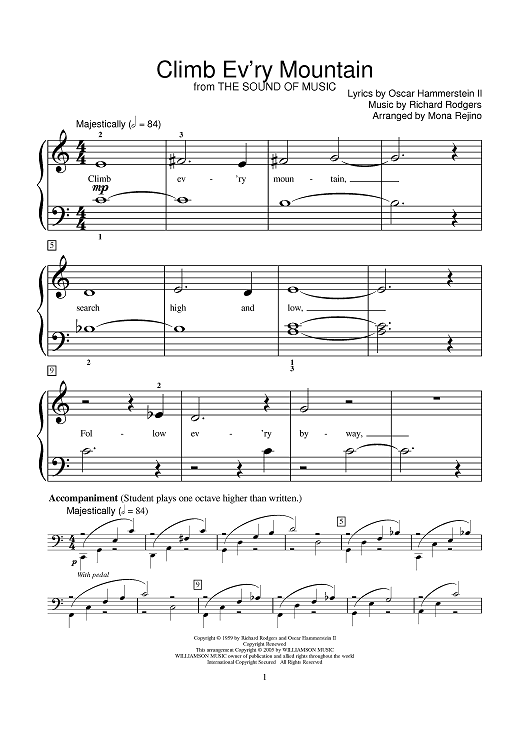 Climb Ev'ry Mountain" Sheet Music for Piano - Sheet Music Now