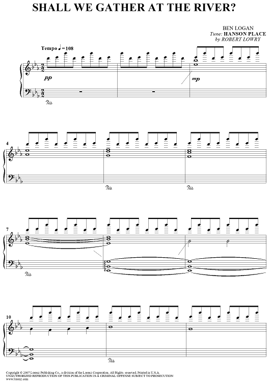 Shall We Gather At The River?" Sheet Music by Ben Logan for Piano Solo ...