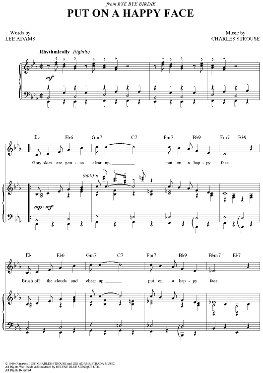 Put On A Happy Face" Sheet Music by Dick Van Dyke for Piano/Vocal ...