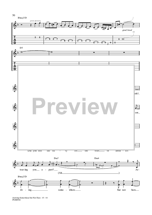 Arriving Somewhere But Not Here" Sheet Music by Porcupine Tree for ...