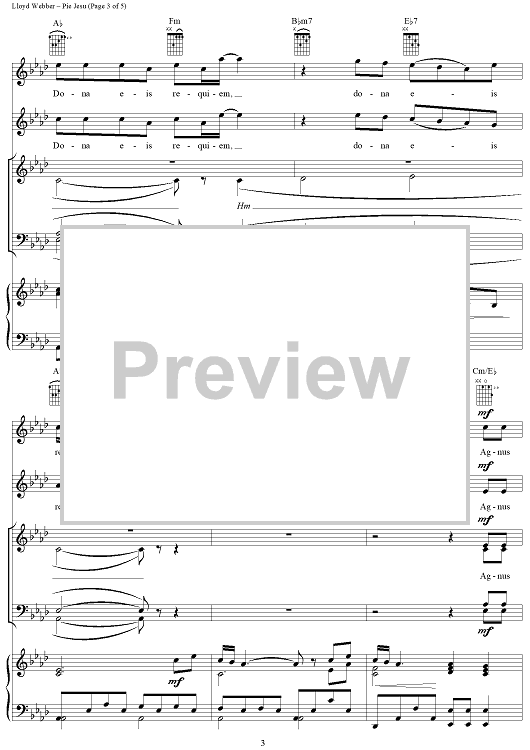 Pie Jesu" Sheet Music for SATB Choir/Piano/Chords - Sheet Music Now
