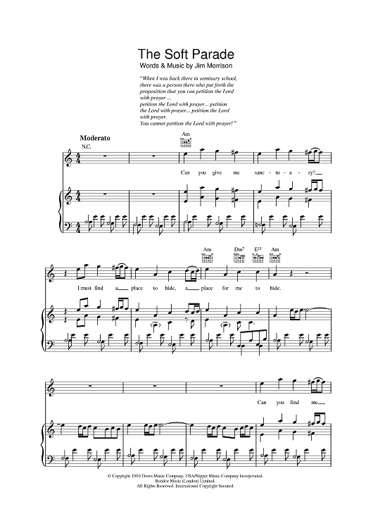 The Soft Parade" Sheet Music by The Doors for Piano/Vocal/Chords ...