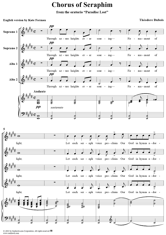 Chorus of Seraphim" Sheet Music for Four-part Female Chorus/Piano ...