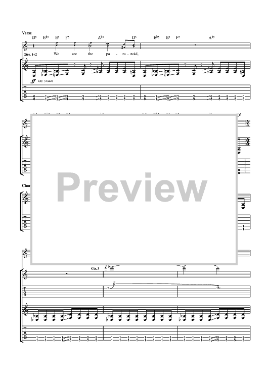 Godzilla" Sheet Music by Feeder for Guitar Tab - Sheet Music Now