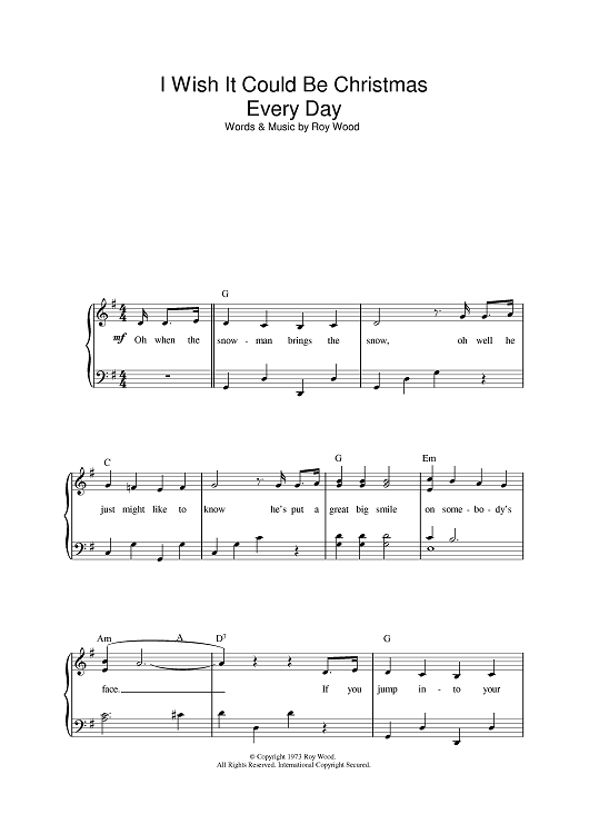 I Wish It Could Be Christmas Every Day" Sheet Music by Wizzard for ...