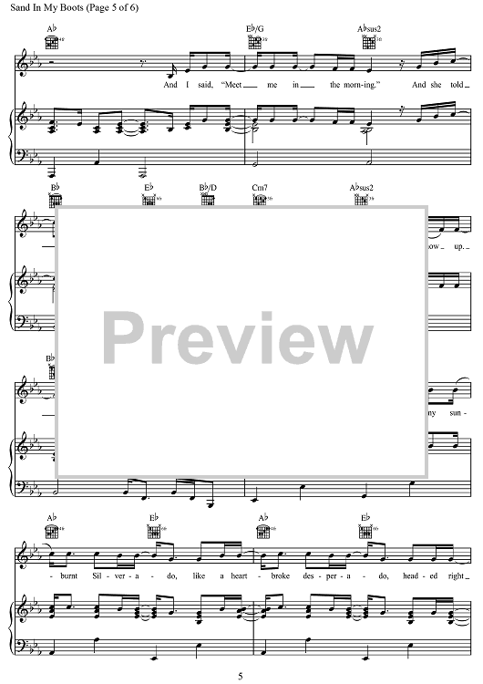 Sand In My Boots Piano Chords
