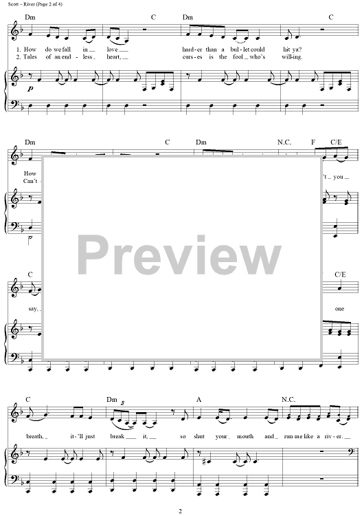 River" Sheet Music by Bishop Briggs for Piano/Vocal/Chords - Sheet Music Now