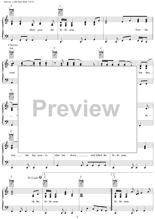 Little Man" Sheet Music by Al Jackson Jr for Piano/Vocal/Chords - Sheet ...