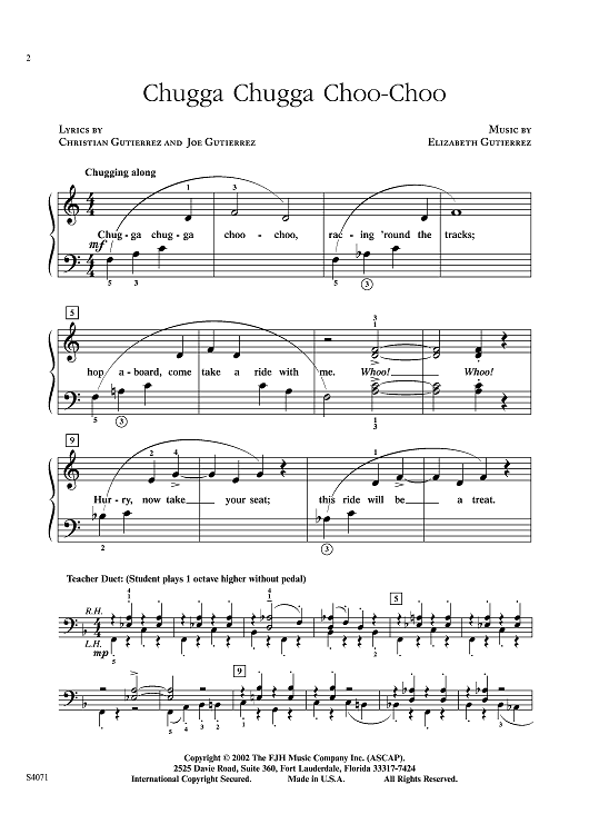 Chugga Chugga Choo-Choo" Sheet Music for Piano - Sheet Music Now