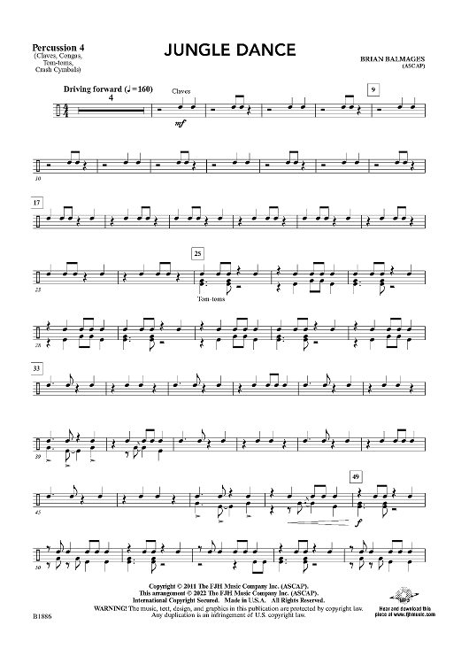 Jungle Dance - Percussion 4" Sheet Music for Concert Band - Sheet Music Now