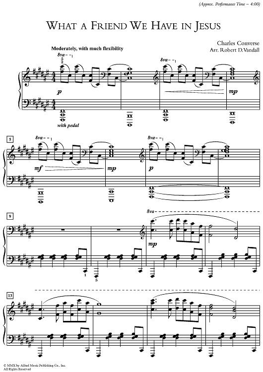 What A Friend We Have In Jesus Sheet Music For Piano Solo Sheet