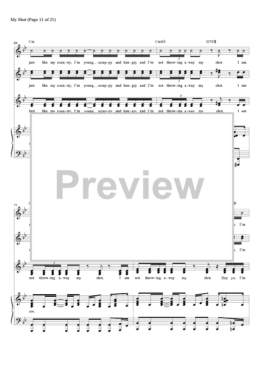 My Shot" Sheet Music for Piano/Vocal/Chords - Sheet Music Now
