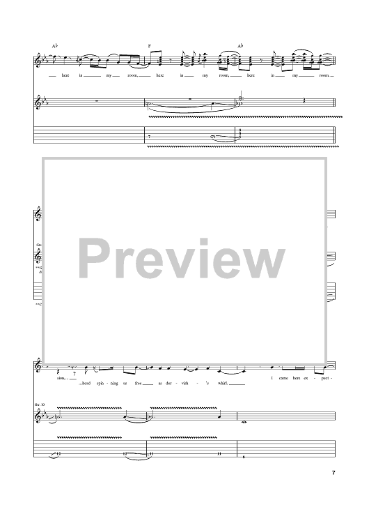 Here In My Room" Sheet Music by Incubus for Guitar Tab - Sheet Music Now