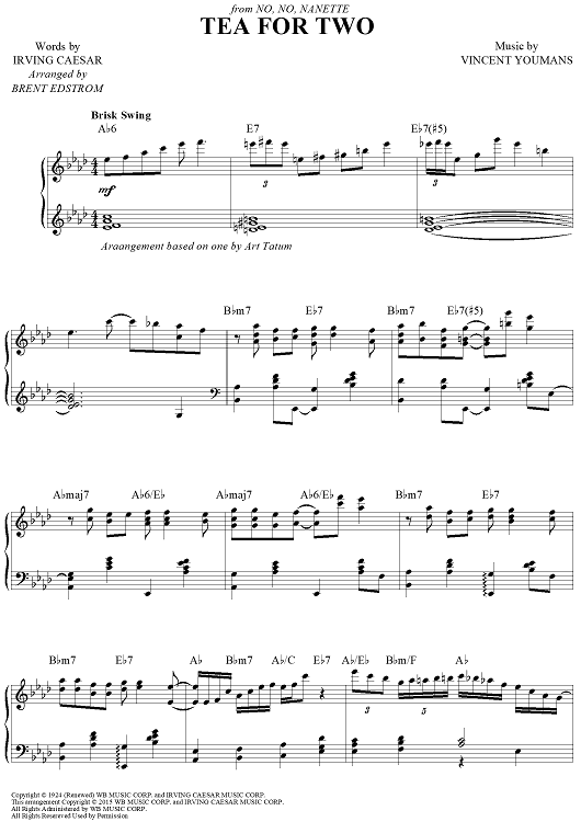 Tea For Two" Sheet Music for Piano Solo - Sheet Music Now