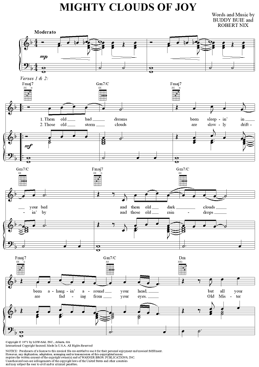 Mighty Clouds of Joy" Sheet Music by Al Green; B. J. Thomas for Piano/Vocal/Chords - Sheet Music Now