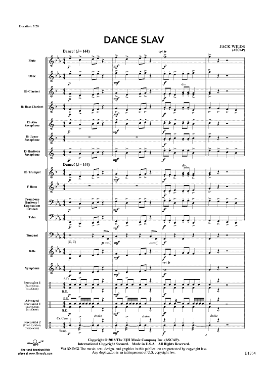 Dance Slav - Score" Sheet Music for Concert Band - Sheet Music Now