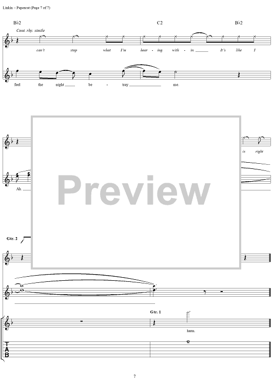 Papercut" Sheet Music by Linkin Park for Guitar Tab/Vocal - Sheet Music Now