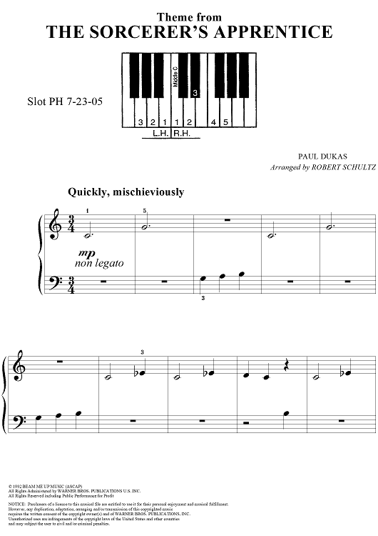 The Sorcerer's Apprentice" Sheet Music for Five Finger Piano - Sheet ...