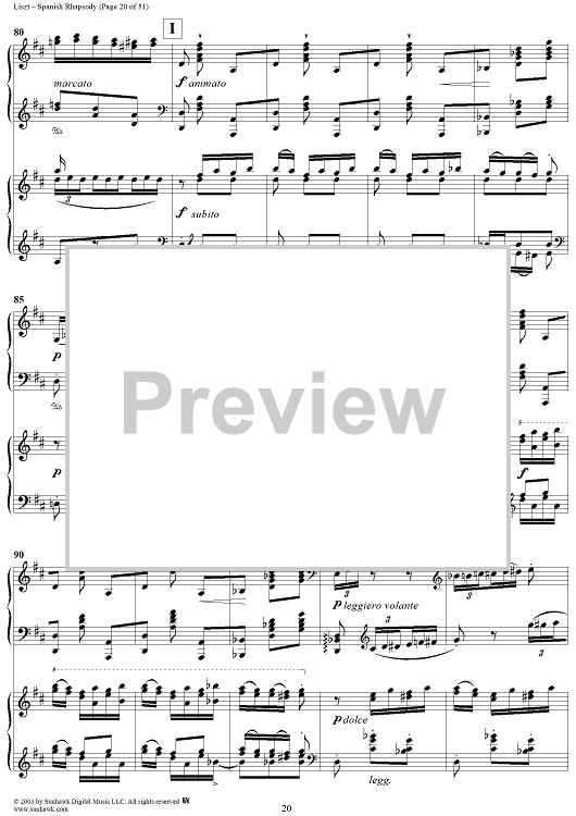 Spanish Rhapsody" Sheet Music for 2 Pianos, 4 Hands - Sheet Music Now