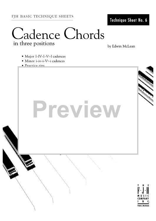Cadence Chords in three positions" Sheet Music for Piano - Sheet Music Now