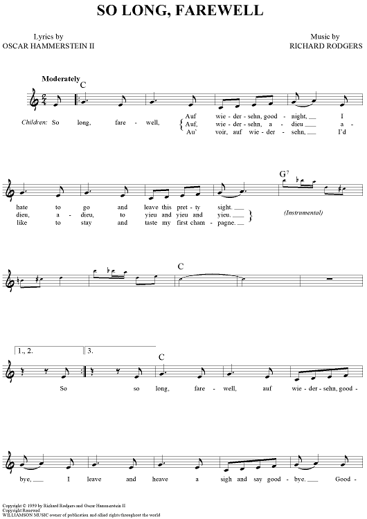 So Long, Farewell" Sheet Music for Lead Sheet - Sheet Music Now