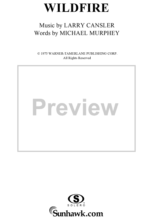 Wildfire" Sheet Music by Michael Martin Murphey for Piano/Vocal/Chords ...