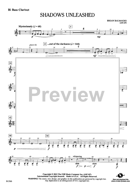 Shadows Unleashed - Bb Bass Clarinet" Sheet Music for Concert Band ...